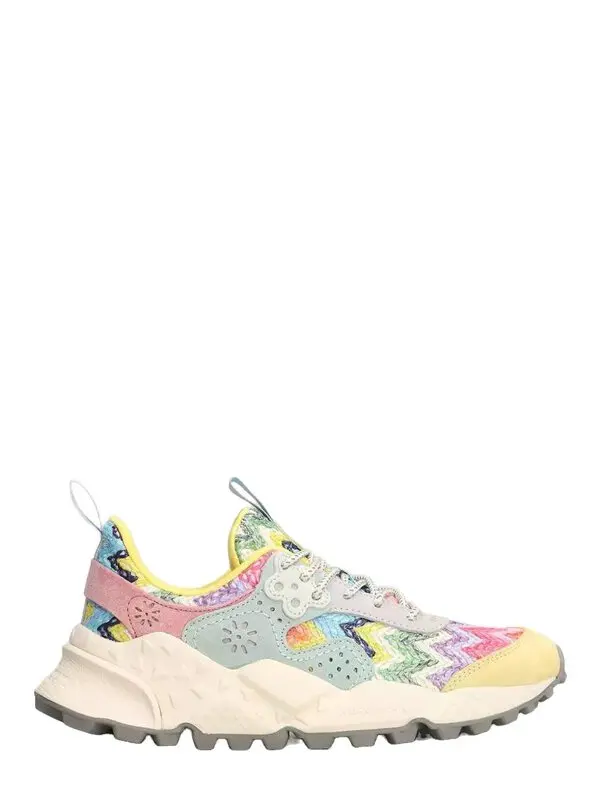 FLOWER MOUNTAIN Zigzag-knit Panelled Sneakers - Pink