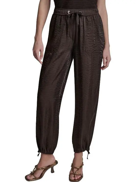 Dkny Tied Cuff Crinkled Ankle Pants - Tobacco