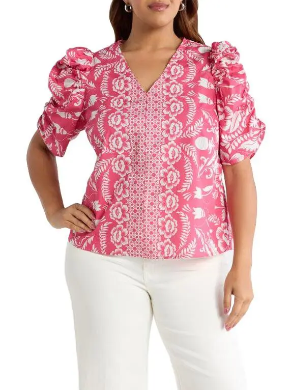 SUGARLIPS Rania Floral Top - Pink-white