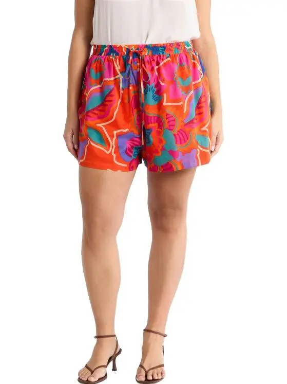 SUGARLIPS Cotton Drawstring Shorts - Red-multi