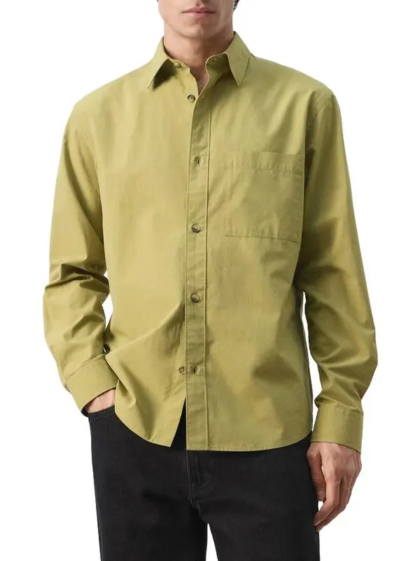 Mango Relaxed Fit Button-up Shirt - Olive Green