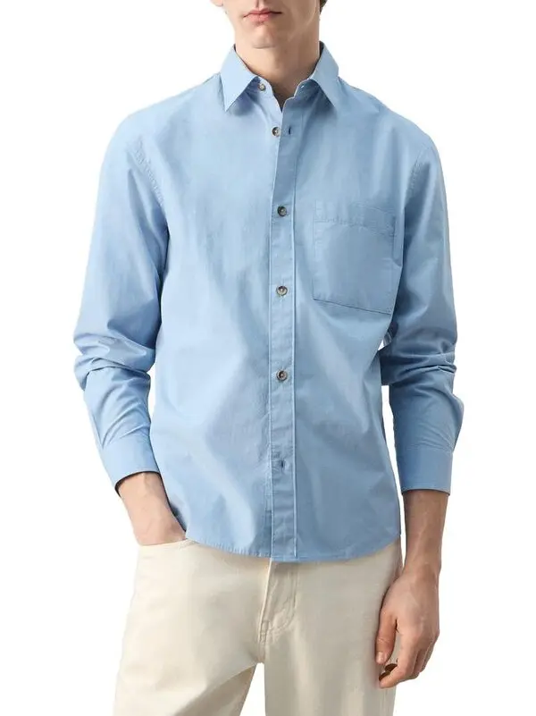 Mango Relaxed Fit Button-up Shirt - Sky Blue