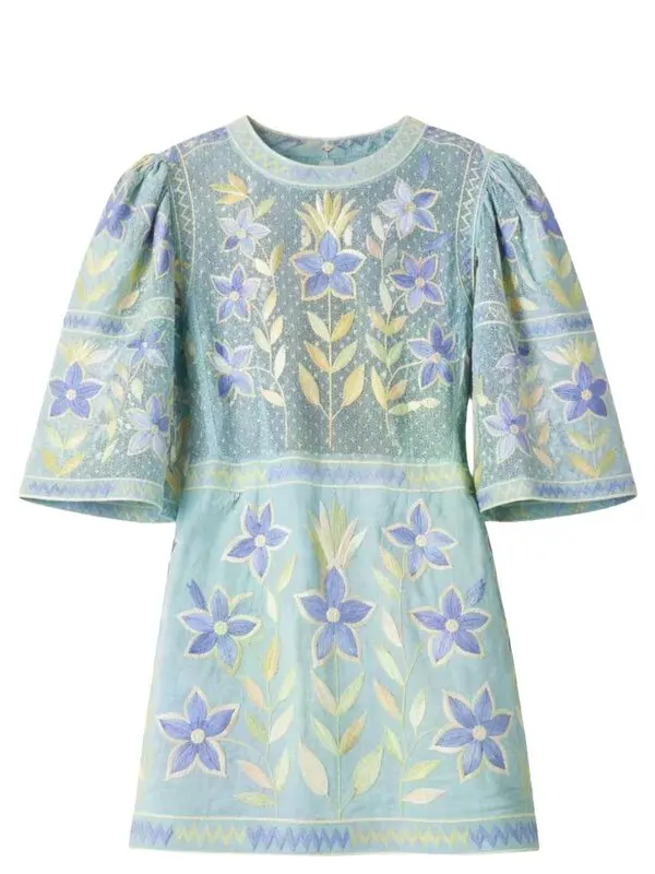 Antik Batik Carioca Floral Mini Dress - Blue