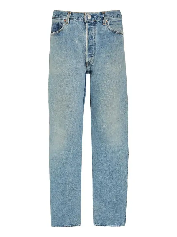 BSIDES Reworked Vintage Denim And Suede Jeans - Blue