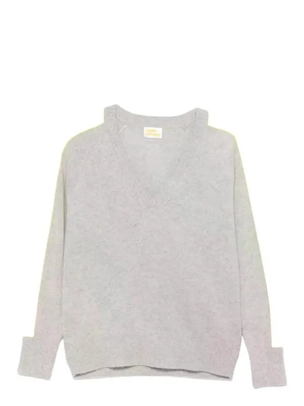 From Future Side-stripe V-neck Sweater - Grey