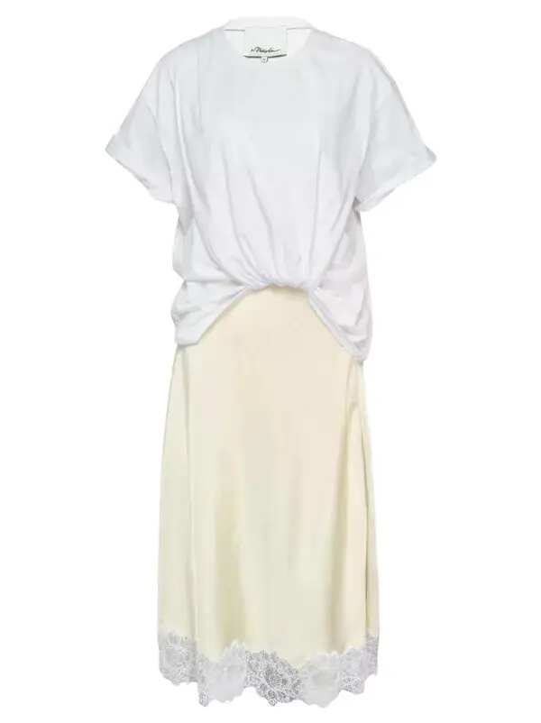 3.1 Phillip Lim Lace-trim Twisted-front Midi Dress - White