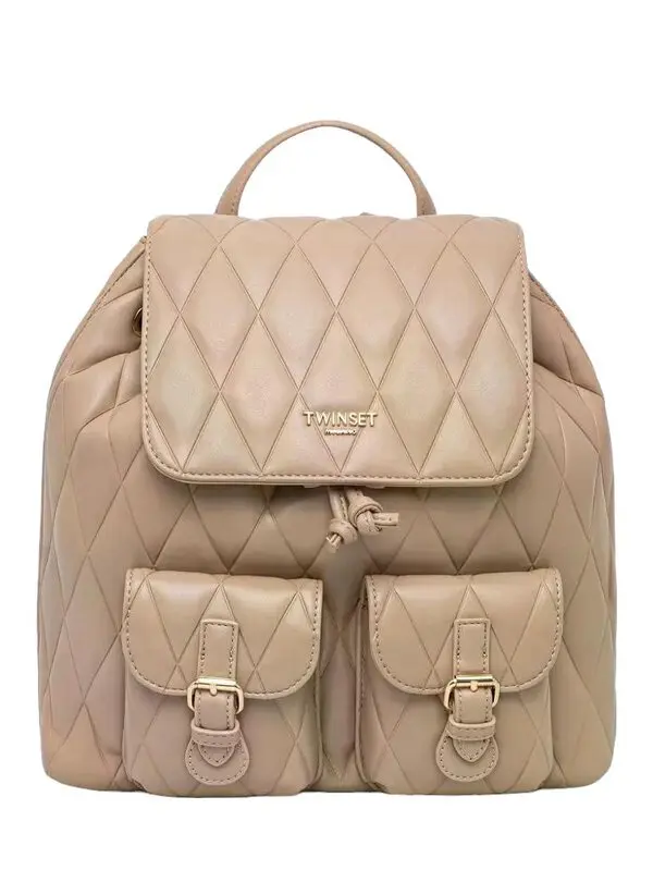 TWINSET Quilted Leather Backpack - Neutrals