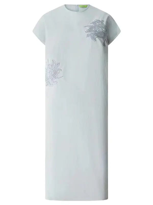 Shanghai Tang Floral-embroidered Midi Dress - Blue