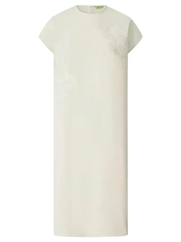Shanghai Tang Floral-embroidered Midi Dress - White