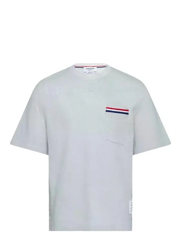 Thom Browne Rwb Stripe-trim Pocket T-shirt - Grey