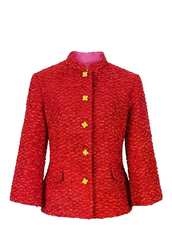 Shanghai Tang Ribbon Tweed Jacket - Red