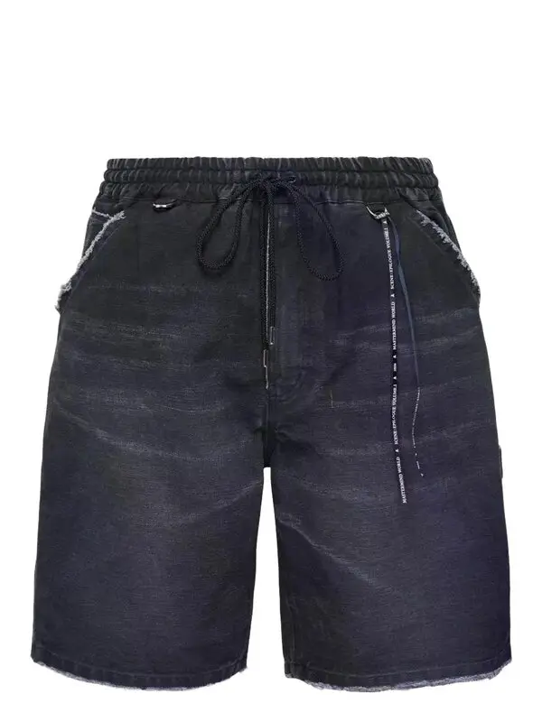 MASTERMIND WORLD Frayed-edge Painter Shorts - Black