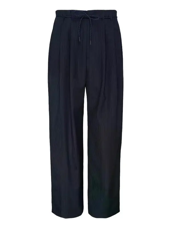 WOOYOUNGMI Pinstripe Wide Leg Trousers With Rope Belt - Blue