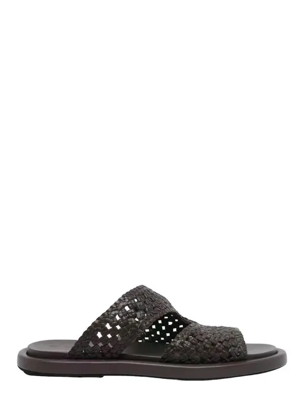 POEVE Delphine Woven Leather Sandals - Brown