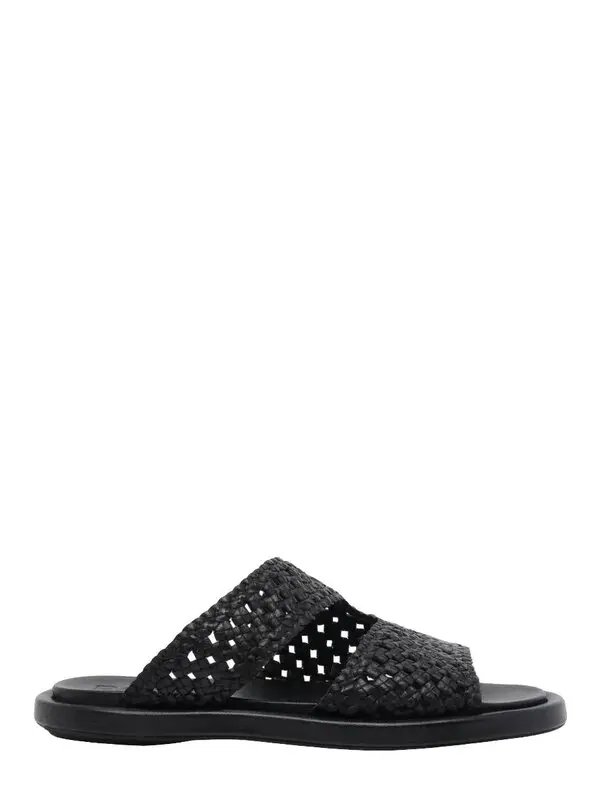 POEVE Delphine Woven Leather Sandals - Black
