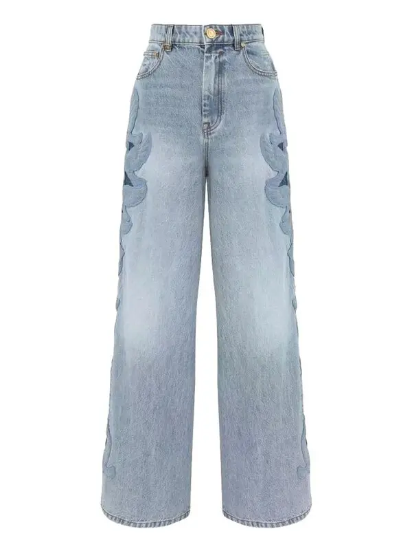 Zimmermann Alchemy Applique Embroidered Wide Leg Jeans - Blue