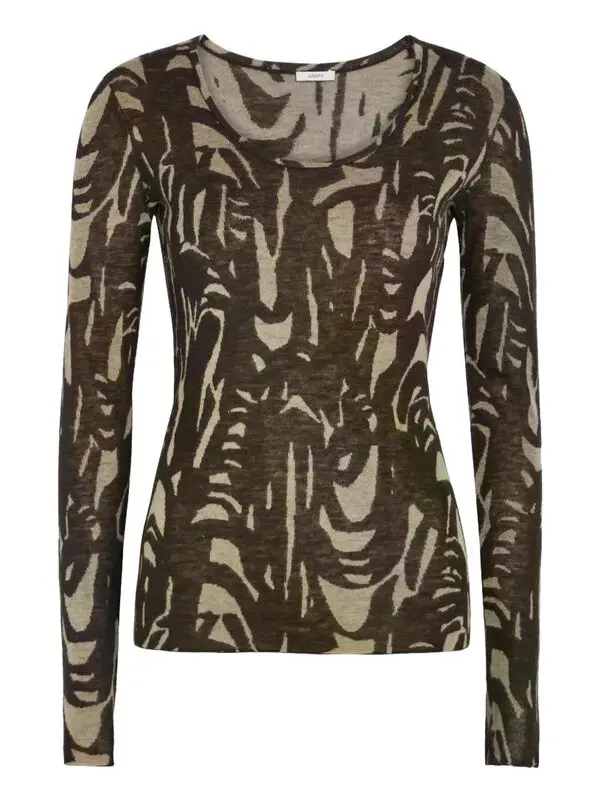 JOSEPH Villa Cashair Abstract-pattern Long-sleeve Top - Brown