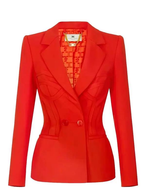 Elisabetta Franchi Raw-edge Bustier-line Jacket - Red