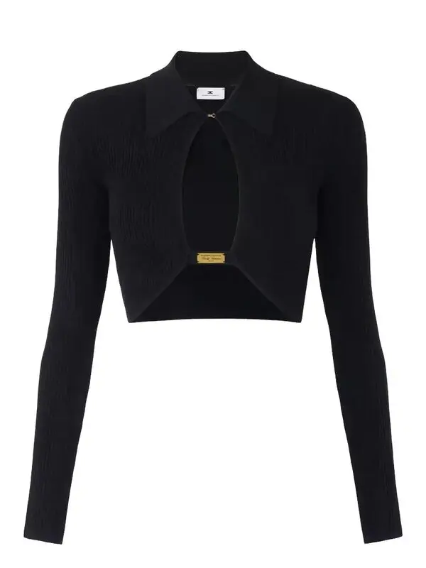 Elisabetta Franchi Micro-braided Cut-out Top - Black