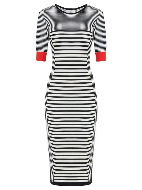 Elisabetta Franchi Striped Knit Dress - White