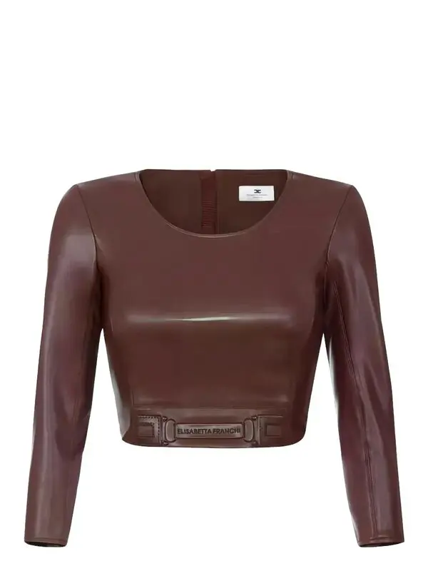 Elisabetta Franchi Embossed Logo-detail Top - Brown