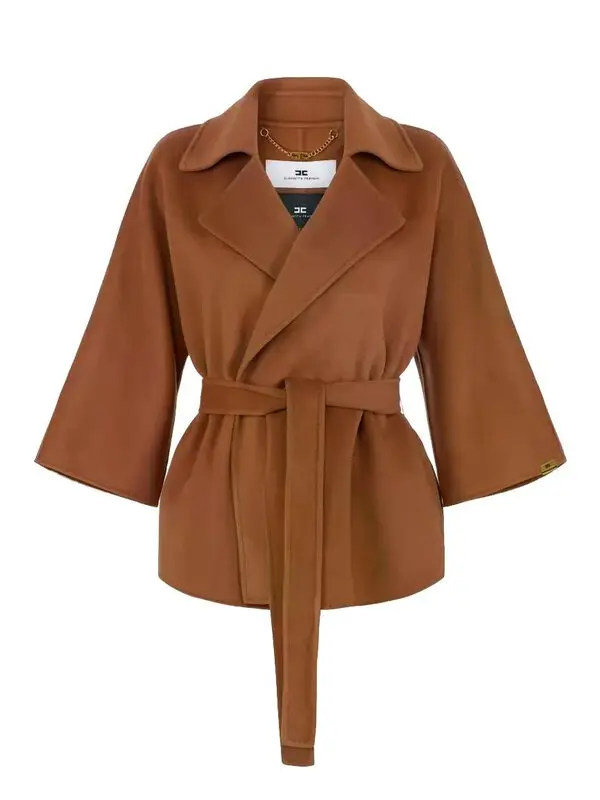 Elisabetta Franchi Belted Wool Coat - Brown