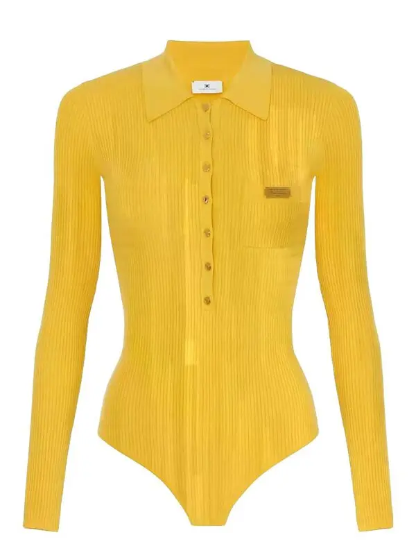 Elisabetta Franchi Micro-braided Knit Bodysuit - Yellow