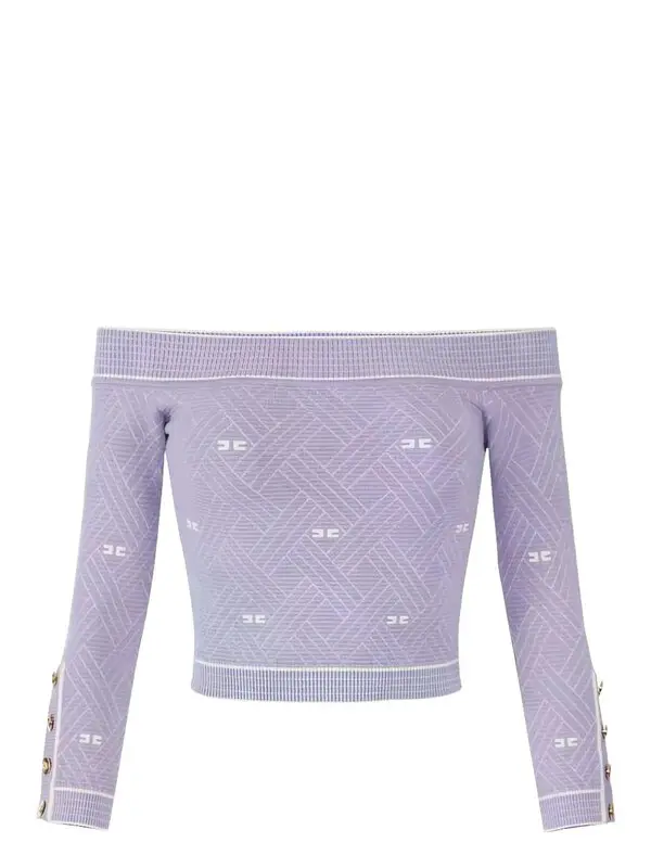 Elisabetta Franchi Knit Off-the-shoulder Top - Purple