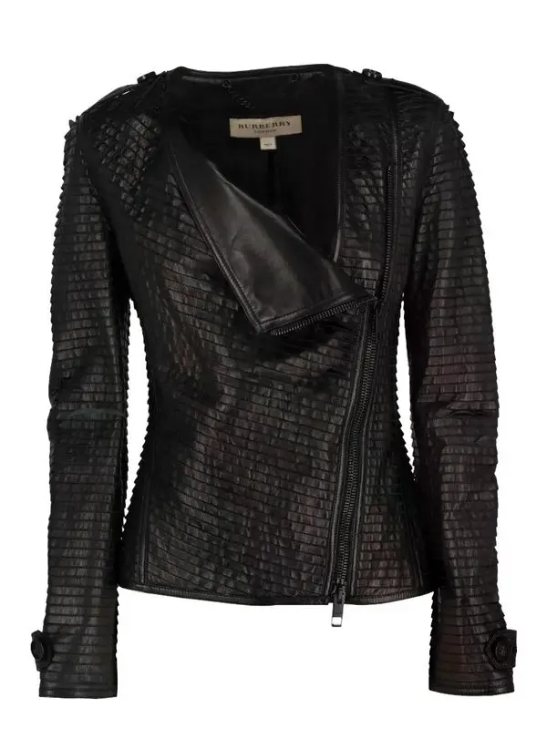 Burberry Tiered Asymmetric-zip Jacket - Black