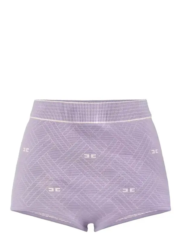 Elisabetta Franchi Diamond Jacquard Knit Shorts - Purple