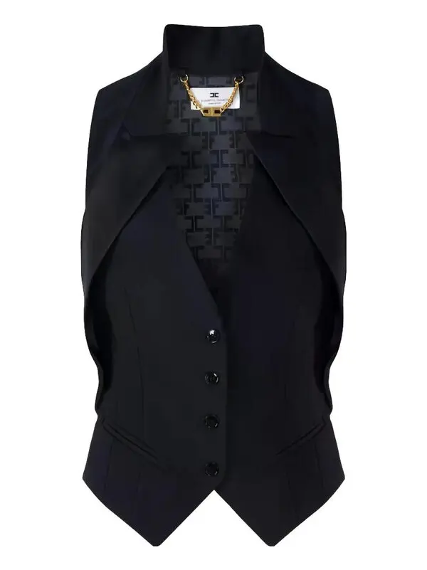 Elisabetta Franchi Satin-lapel Crêpe Waistcoat - Black