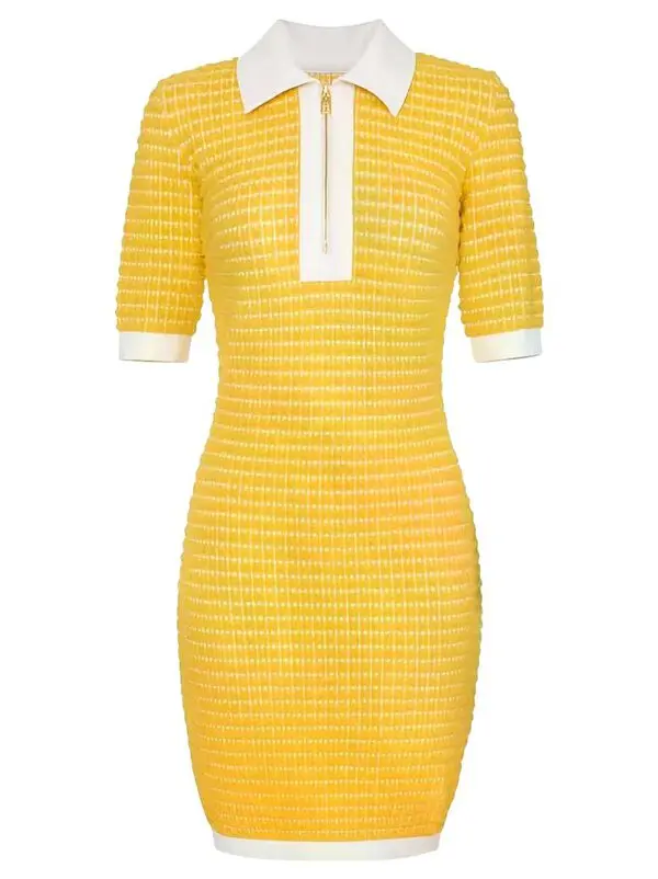 Elisabetta Franchi Waffle-stitch Mini Dress - Yellow