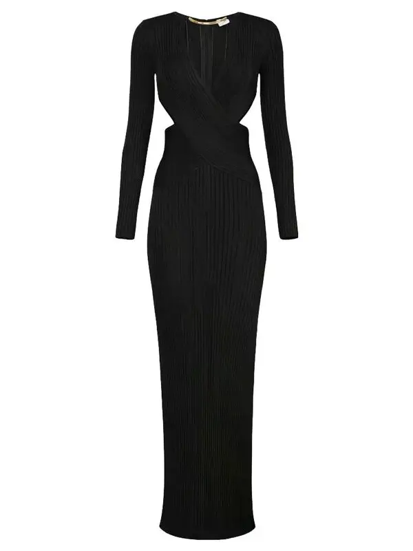 Elisabetta Franchi V-neck Maxi Dress - Black