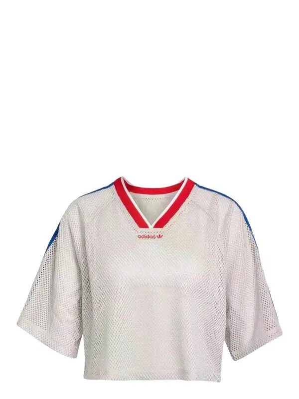 Adidas Mesh Stripe-detail Cropped T-shirt - White