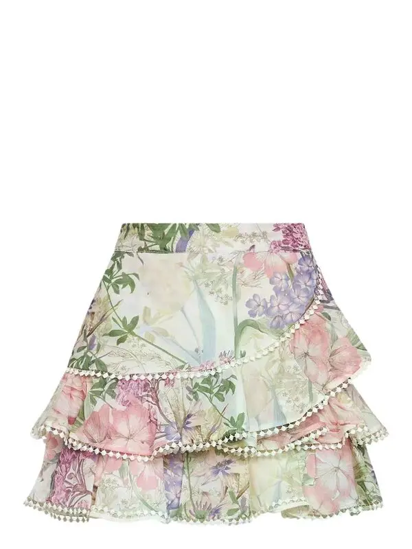 Charo Ruiz Ibiza Fera Floral-print Ruffled Mini Skirt - Neutrals