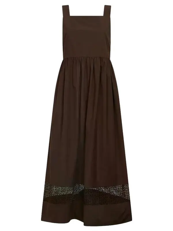 Max Mara Lace-insert Gathered Maxi Dress - Brown
