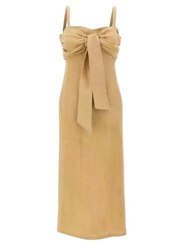 Marella Draped Bow-detail Dress - Neutrals