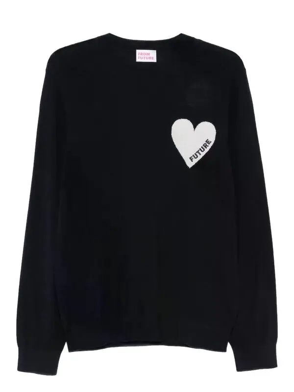 From Future Heart-intarsia Sweater - Blue