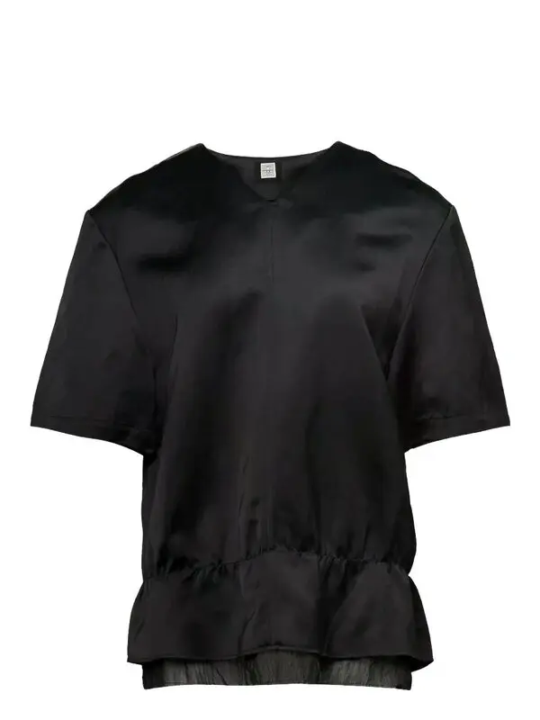 TOTEME V-neck Top With Gathered Waist - Black
