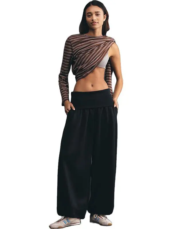 DAILY PRACTICE BY ANTHROPOLOGIE Daily Practice Foldover Balloon Pants - Black Onyx