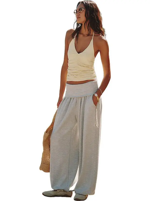 DAILY PRACTICE BY ANTHROPOLOGIE Daily Practice Foldover Balloon Pants - Heather Grey