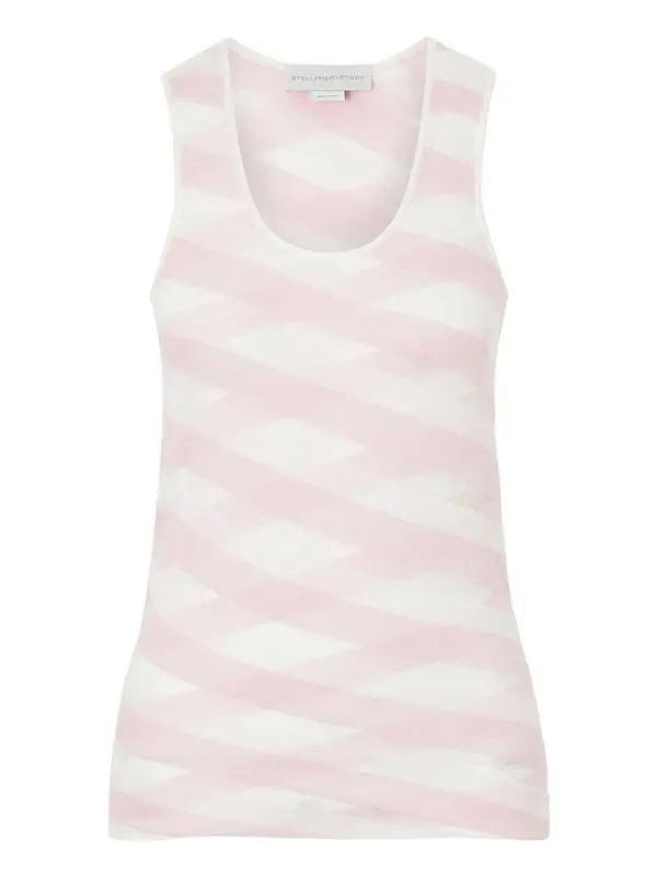 Stella McCartney Striped Mesh-paneled Tank Top - Pink