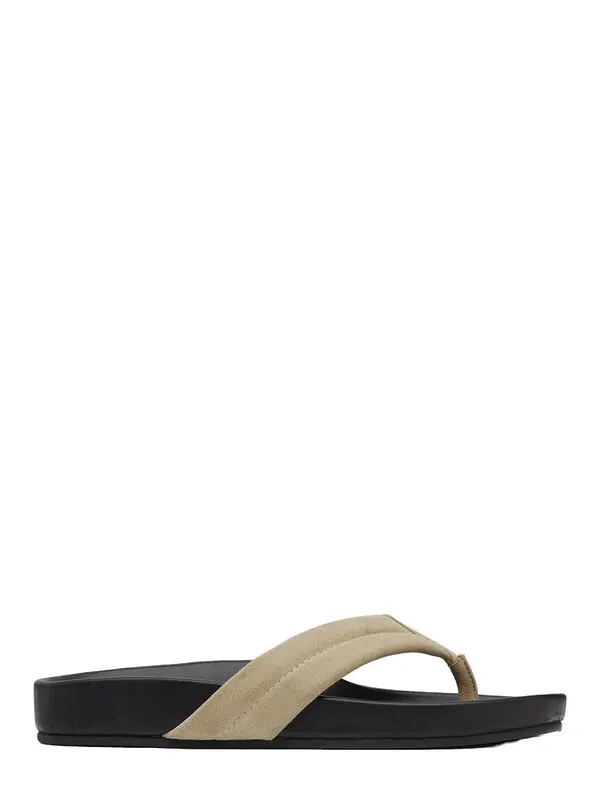 ST. AGNI Suede Stitch Detail Thong Slide - Rock