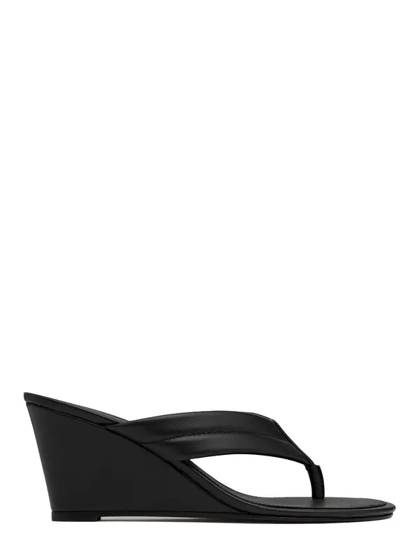 ST. AGNI Stitch Detail Thong Wedge - Black