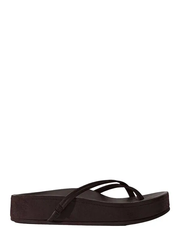 ST. AGNI Suede Cross Strap Flatform - Coffee