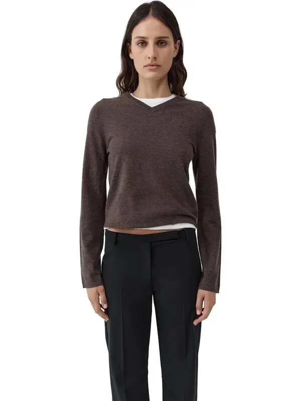 ST. AGNI Fine Merino V-neck Sweater - Mulch