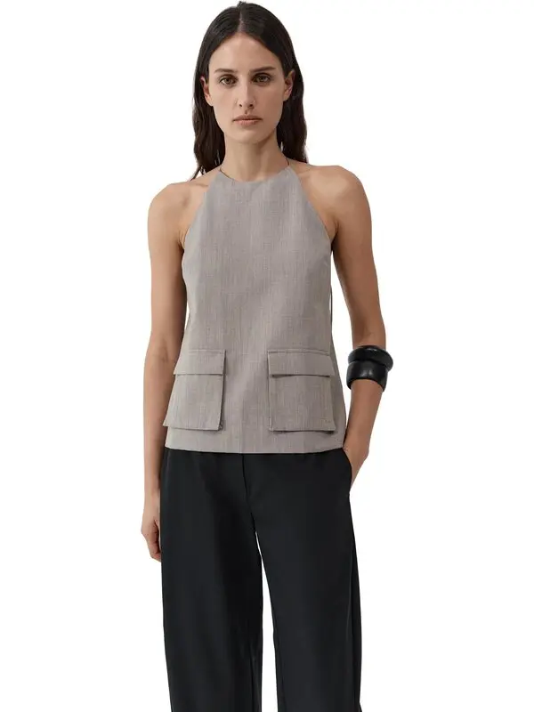 ST. AGNI Utility Backless Top - Pebble Melange