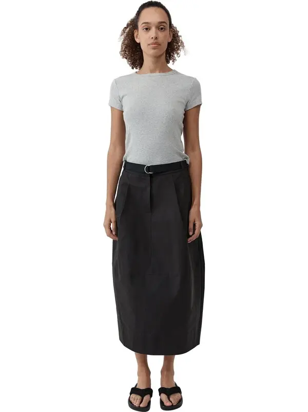 ST. AGNI Canvas Pleat Cocoon Skirt - Black