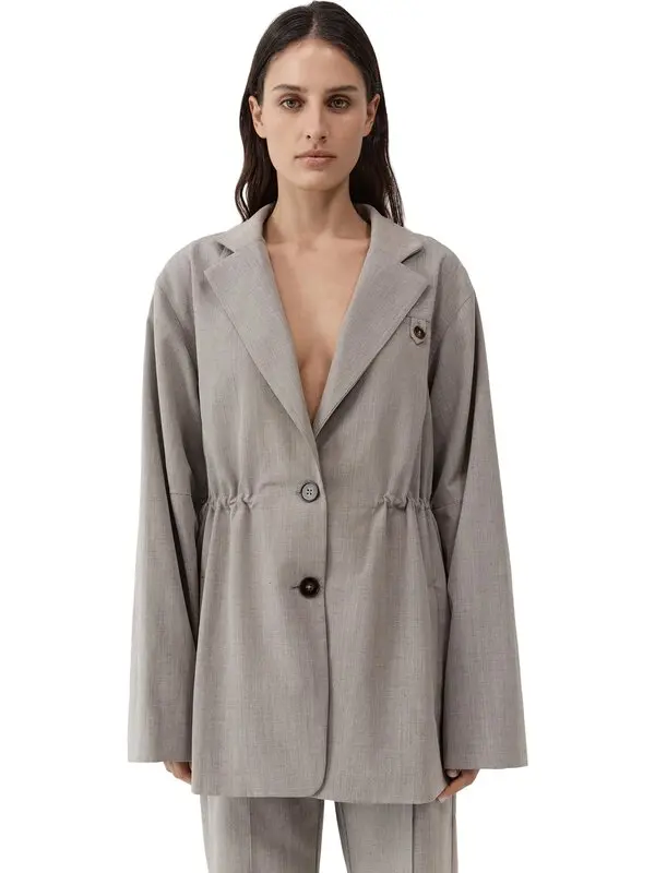 ST. AGNI Drawstring Waist Blazer - Pebble Melange