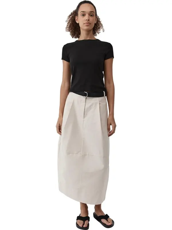 ST. AGNI Canvas Pleat Cocoon Skirt - Shell